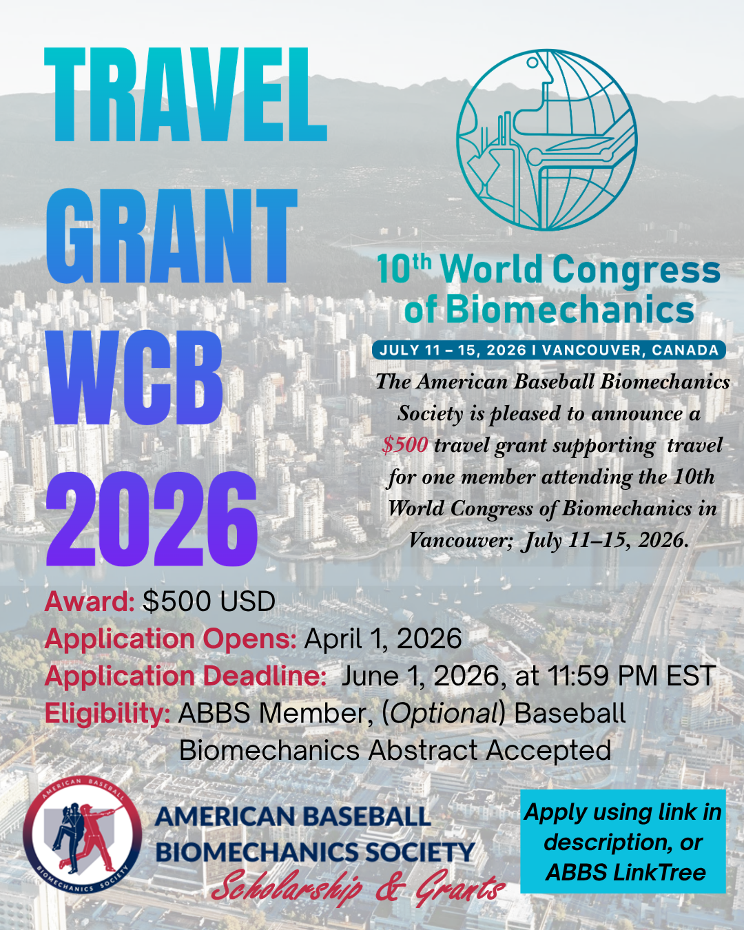 ABBS Travel Grant for the World Congress of Biomechanics - American ...